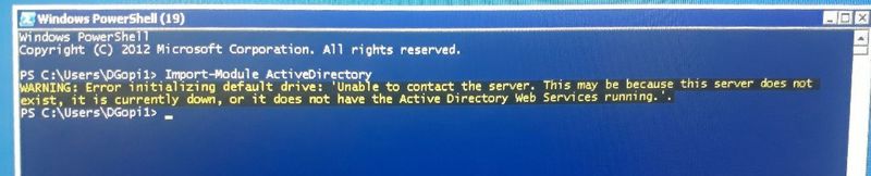 WARNING: Error initializing default drive: 'Unable to contact the ...