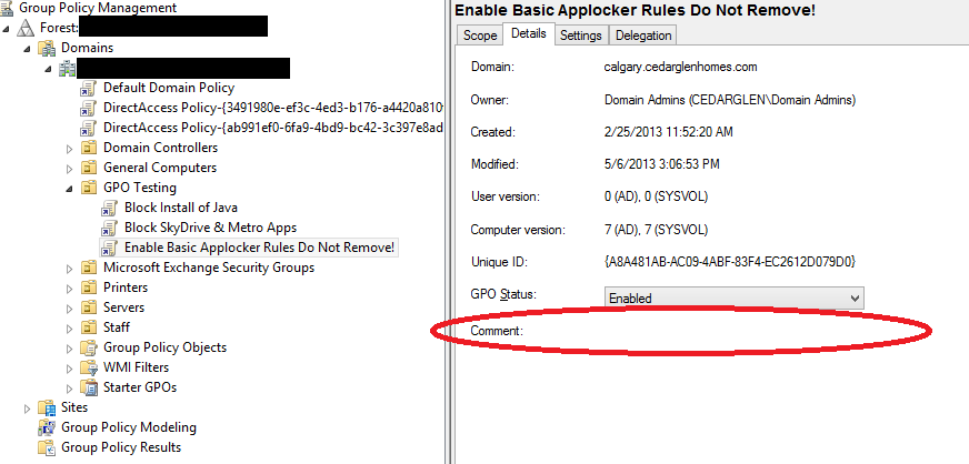 How do I use the Comments Field in Group Policy Managment - Software ...