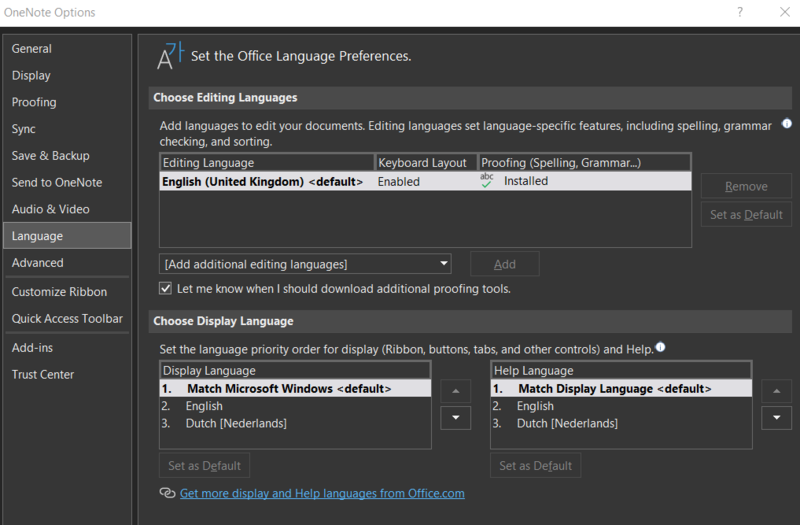 OneNote - spelling check stays at the wrong language setting - Software ...