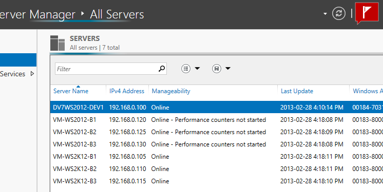 Server Manager on Windows 8 connected to remote servers, but not ...