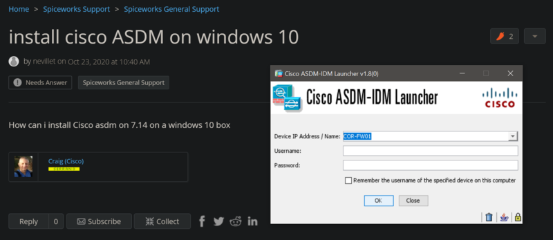 Install Cisco Asdm On Windows 10 Networking Spiceworks Community