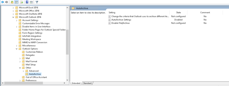 Outlook 2016 Auto Archive disabling through GPO not working - Software & Applications ...