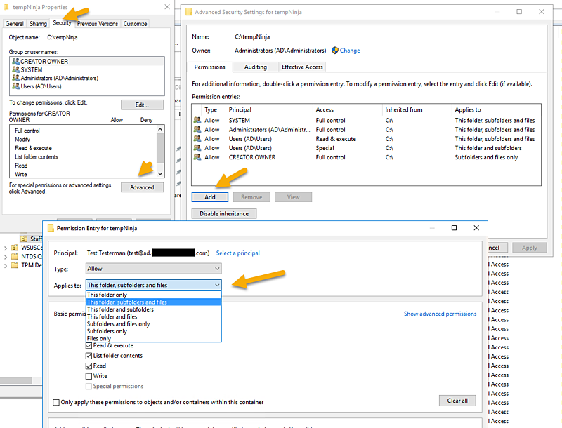 NTFS permissions to protect parent folder but allow full access inside - Windows - Spiceworks ...