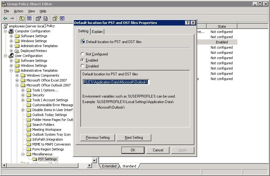 Folder Redirection w/out Offline Files with outlook pst backup without Exchange - Collaboration ...