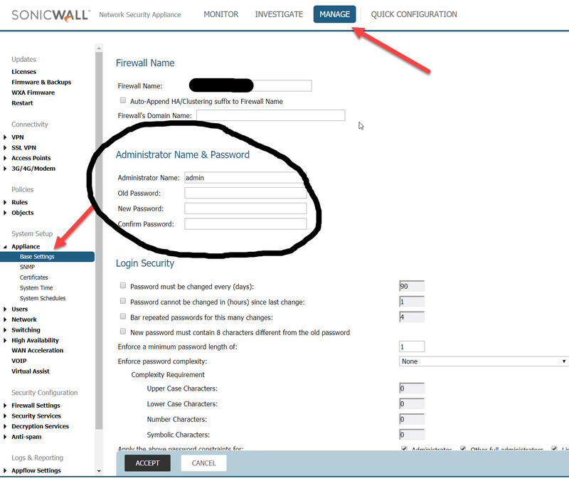 admin Password change Sonicwall SOHO - Networking - Spiceworks Community