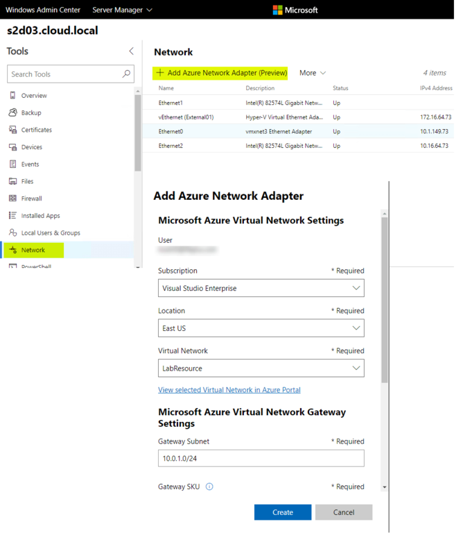 Windows Server 2019 Azure Network Adapter : Overview and Configuration ...