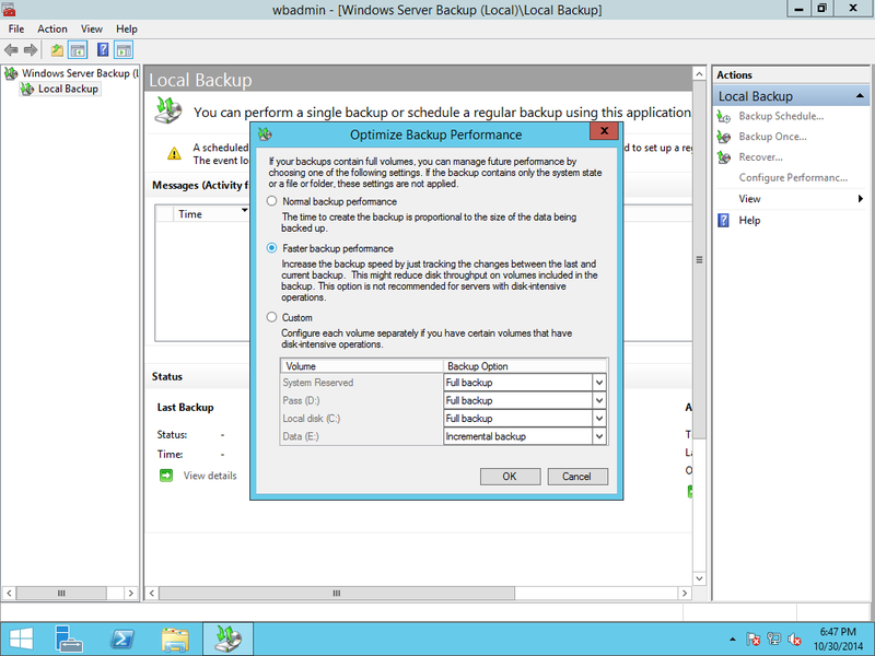 Windows Server Backup Incremental Backup Configured Wrong