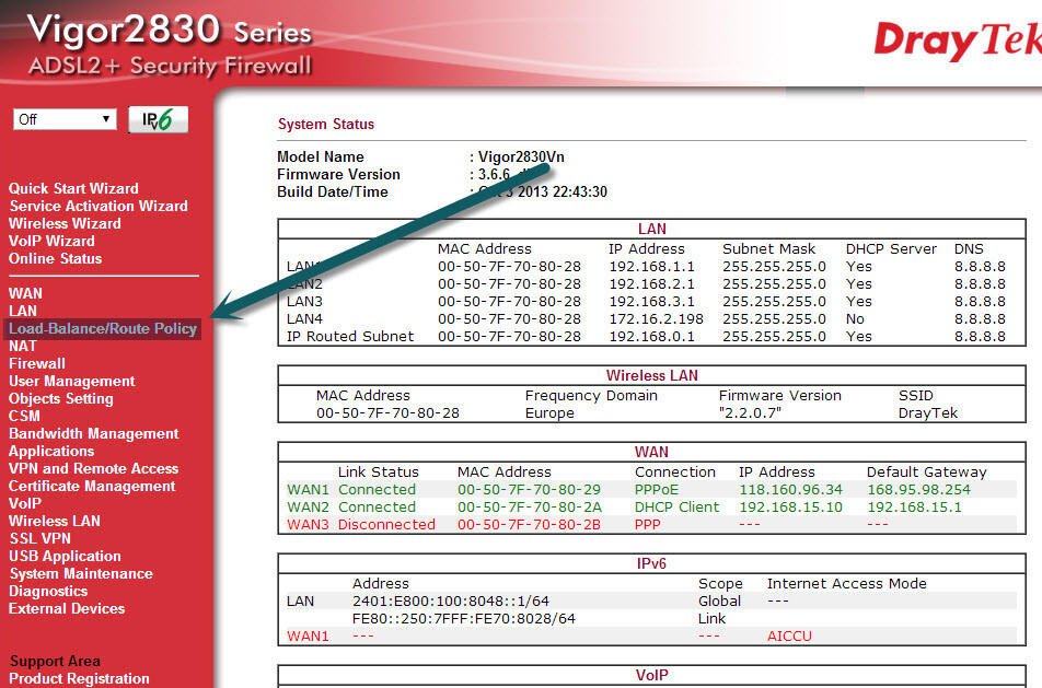 Load Balancing on Draytek Vigor 2830 series - Networking - Spiceworks Community