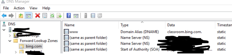 CNAME/DNAME Windows DNS To Bing Classroom - Networking - Spiceworks ...