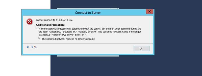 sql server management studio an error occurred during the pre login ...