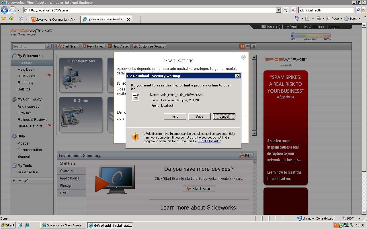 File download security warning. Unknown file type when trying to scan ...