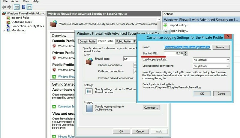 A GPO or powershell to change firewall log size in Windows - Software & Applications ...