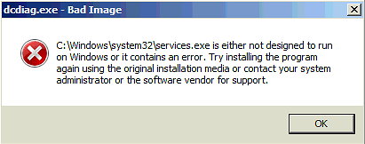 Windows 2008 Server: services.exe is either not designed to run on ...