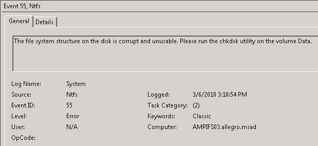 How to resolved Event ID:55 (NTFS) in Windows Server 2008 R2 - Software ...