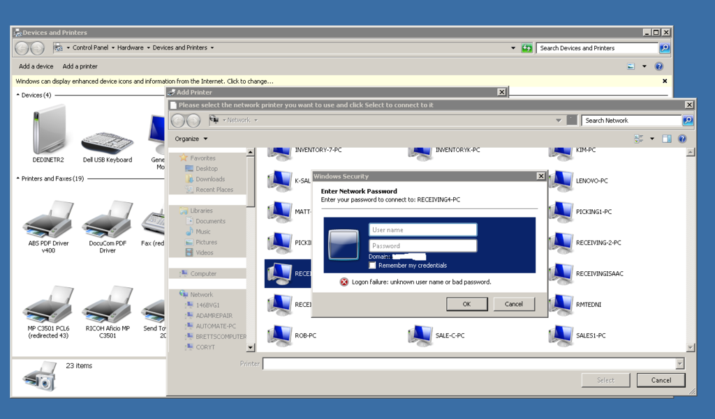Server 2008 adding network printer prompts for credentials? - Windows ...