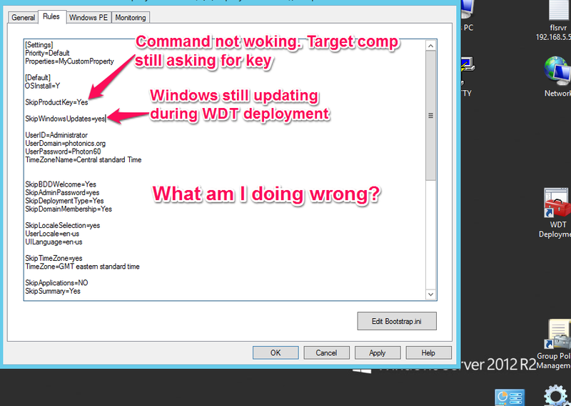 Help Configuring Windows Deployment Toolkit Rules Custom Ini File