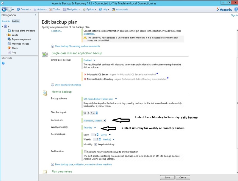 Schedule for Acronis Backup & Recovery 11.5 server - Data Storage, Backup & Recovery ...