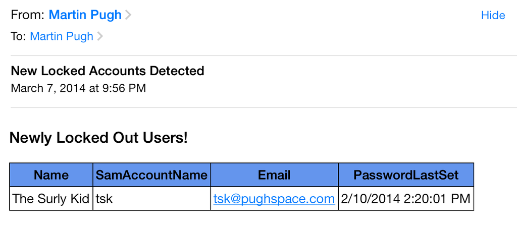 Send Email when Account is Locked - Send-LockedAccounts.ps1 - Security ...