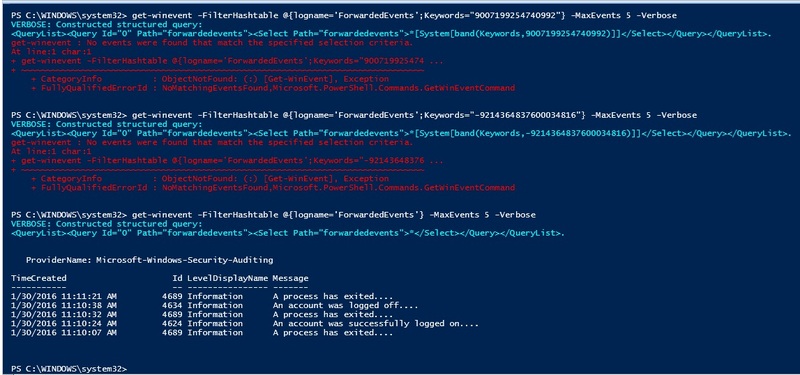 Powershell Get-WinEvent -LogName ForwardedEvents - Programming & Development - Spiceworks Community
