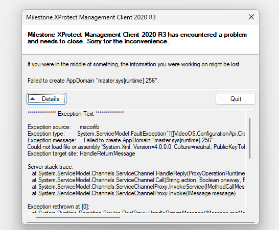 Milestone Camera Server - Can't Access Management Server - Possible ...
