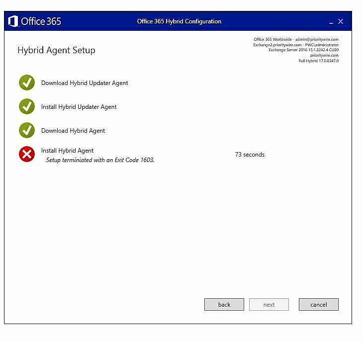 Microsoft Office 365 Hybrid Configuration Wizard Failing Software And Applications Spiceworks