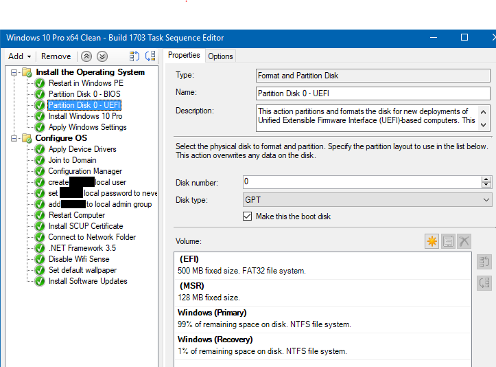 How to configure SCCM Task Sequence with UEIF Partition Disk - Software - Spiceworks Community