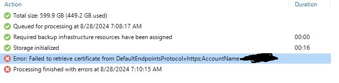 Failed to retrieve certificate from DefaultEndpointsProtocol=https;AccountName=account1 ...