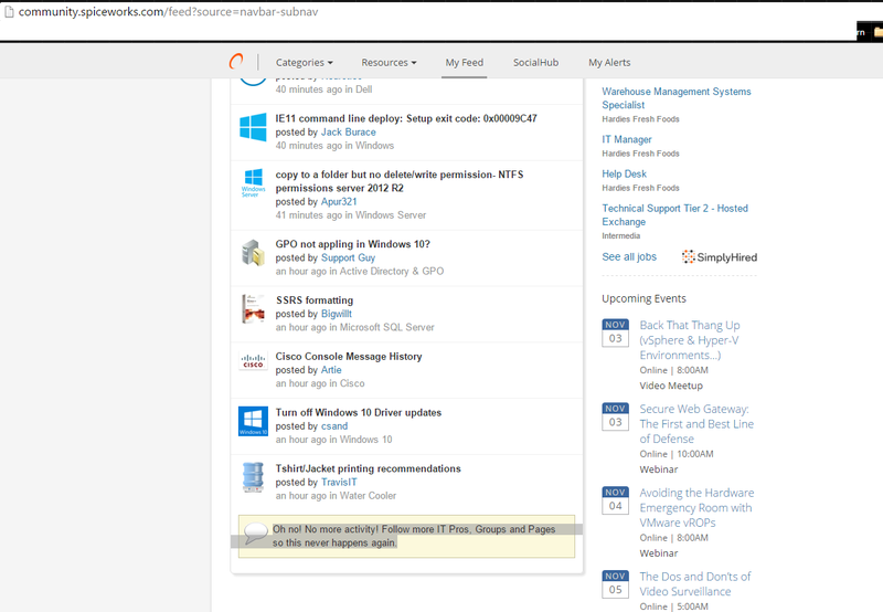 No More Activity Spiceworks Support Spiceworks Community