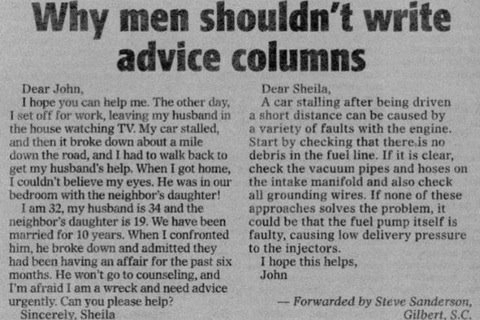 Why men are awesome Journalist Column writers - Water Cooler ...