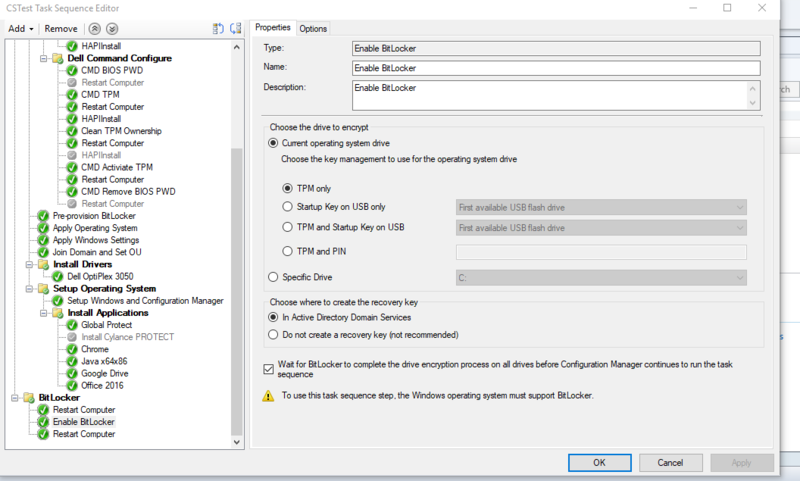 Enabling Bitlocker During Task Sequence Windows Spiceworks Community