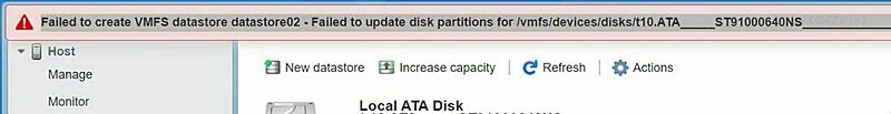 Cannot create new datastore - Virtualization - Spiceworks Community