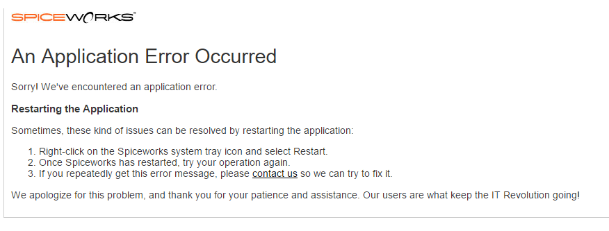 Error in Inventory Devices - Spiceworks Support - Spiceworks Community
