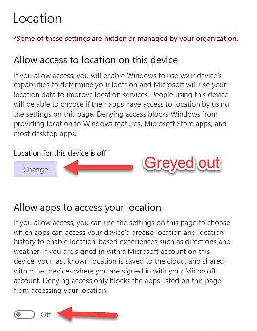 Location services greyed out in Windows 10 - Software & Applications ...