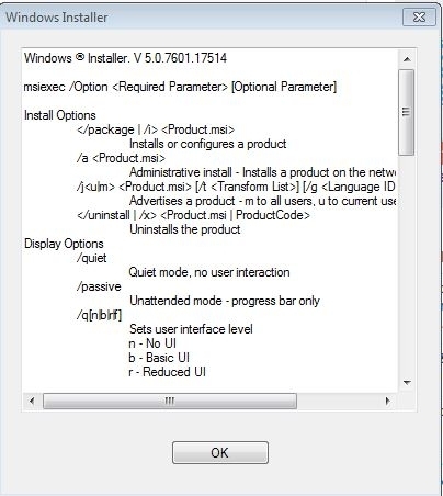 msiexec just returns a pop up - Software & Applications - Spiceworks ...