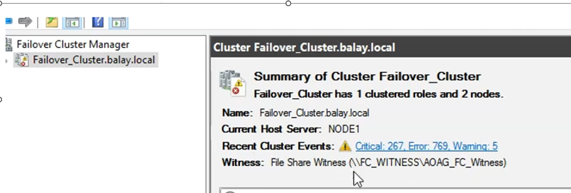 Failover cluster - file share witness - Software & Applications ...