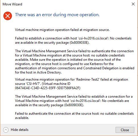 Hyper-V 2016 Core - Live Migration Issue - Virtualization - Spiceworks Community