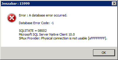 smux provider :physical connection is not usable - Databases & Queries - Spiceworks Community