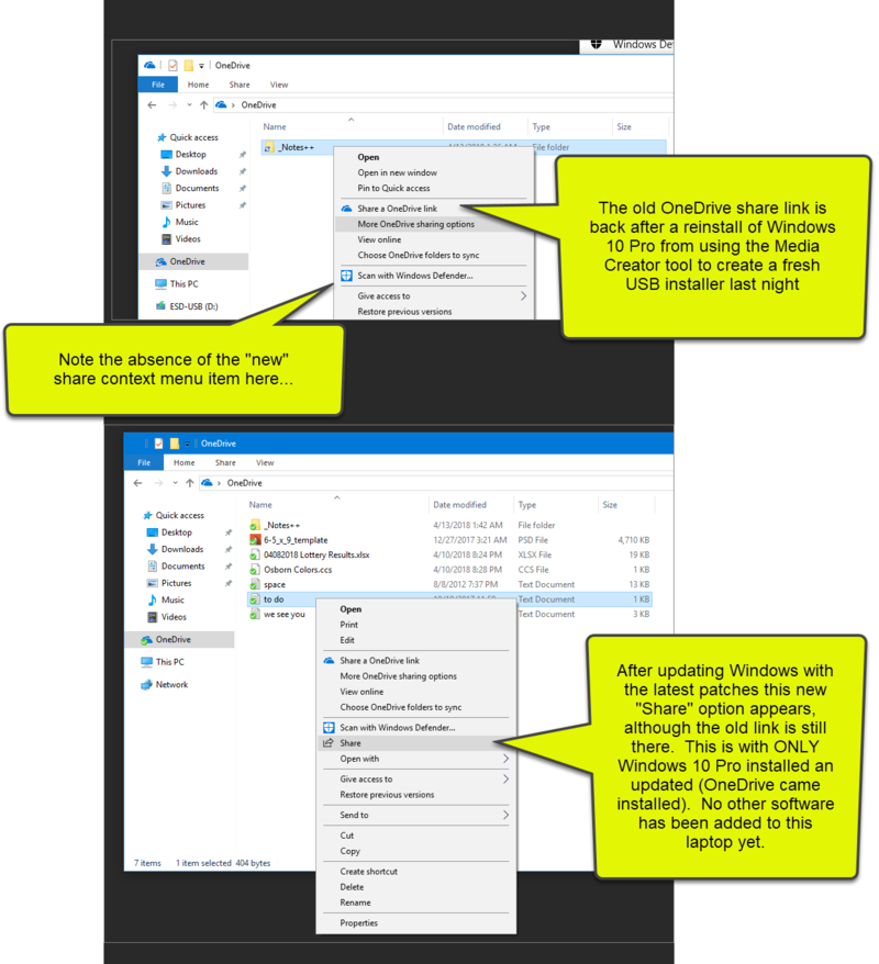 "Share a OneDrive link" missing from context menu.... - Software ...