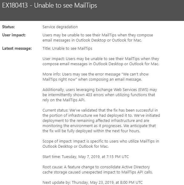 Can't Show MailTips - Software & Applications - Spiceworks Community