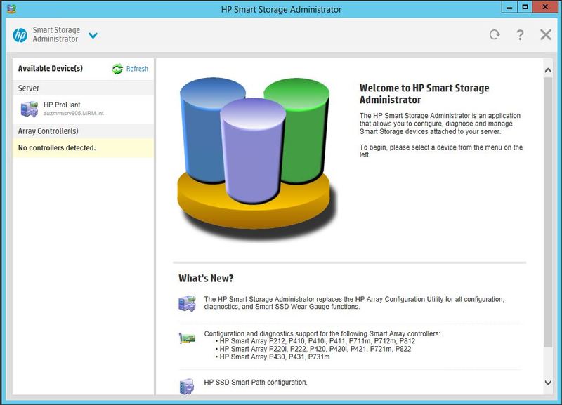 DL380 Gen9, HP SSA on WinSer2012 can't find controllers - Hardware ...