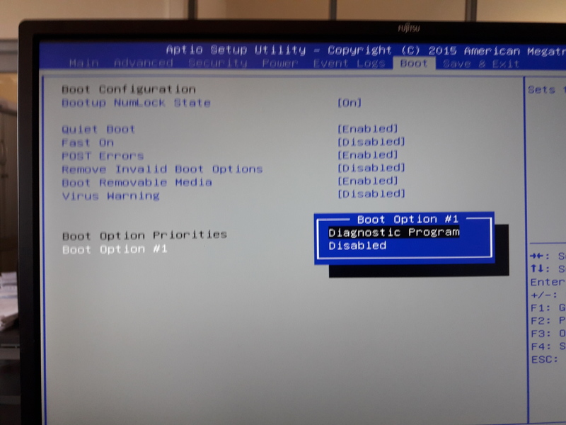 Only Diagnostic Program on Fujitsu Celsius W530 boot menu - Hardware ...