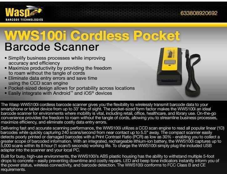 [REQUEST] WASP pocket bluetooth barcode scanner - SpiceCorps ...