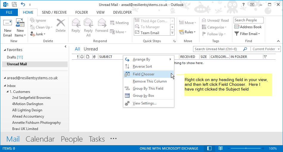 Microsoft Outlook - Missing Columns in View - Software & Applications ...