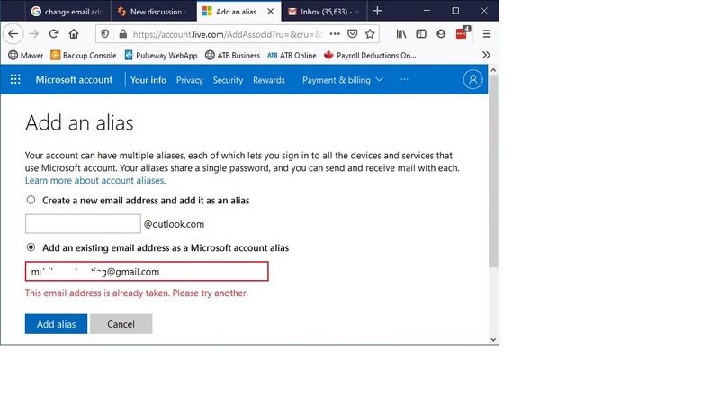 Cannot add alias email to Microsoft Account - Software & Applications ...
