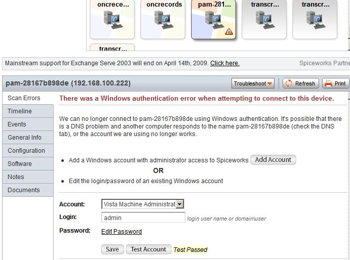 Authentication Error - Spiceworks Support - Spiceworks Community