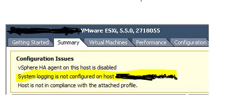 System logging is not configured on the host - Virtualization - Spiceworks Community
