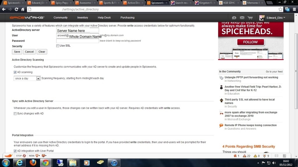 Active Directory does not sync with Spiceworks - Spiceworks Support - Spiceworks Community