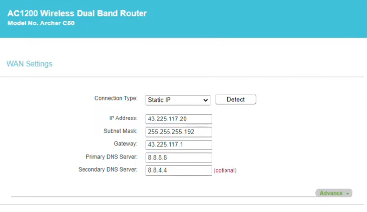 Can't be able to configure static IP in my new TP Link AC1200 C50. need help! - Networking ...