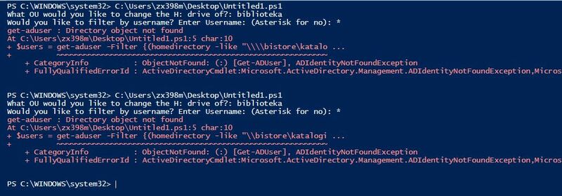 Change Users Home Drive Powershell Script ERROR - Programming ...