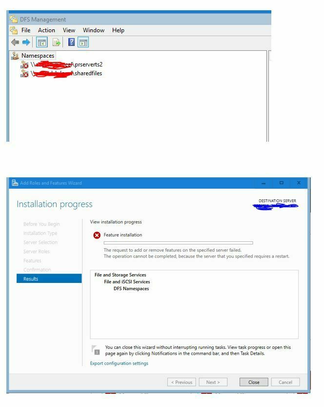 DFS issues : cannot install Namespace features - Windows - Spiceworks ... DFS issues : cannot install Namespace features - Windows - Spiceworks ...